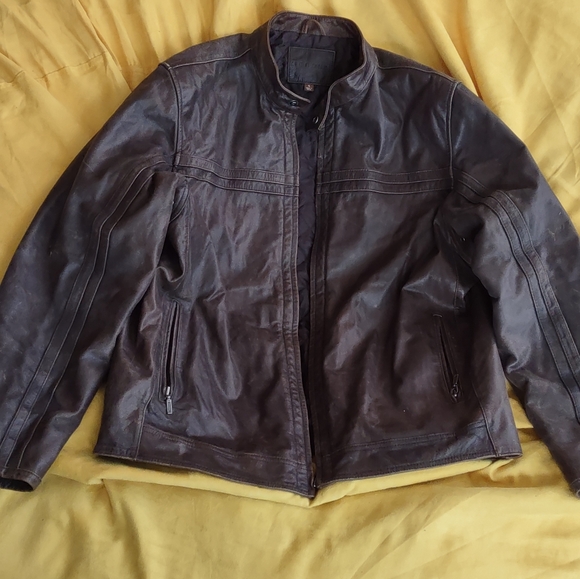 Merona | Jackets & Coats | Large Merona Leather Jacket Brown | Poshmark